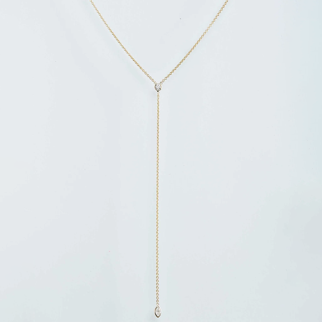 Diamond Lariat Necklace with Mixed Shapes – T H E L I N E