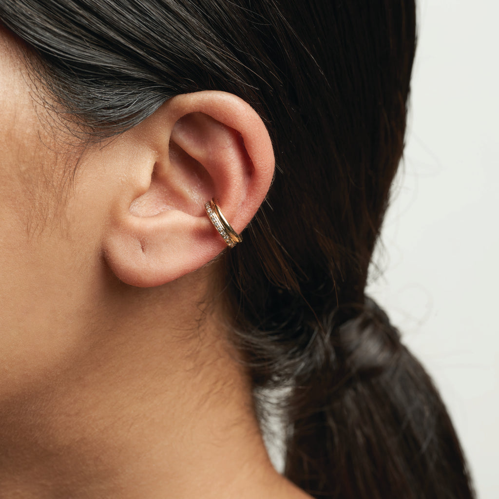 Double Line Ear Cuff with Pave Diamonds – T H E L I N E